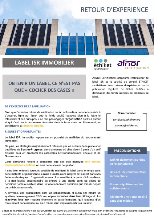 Label ISR : téléchargez les fiches pratiques et retours d’expériences